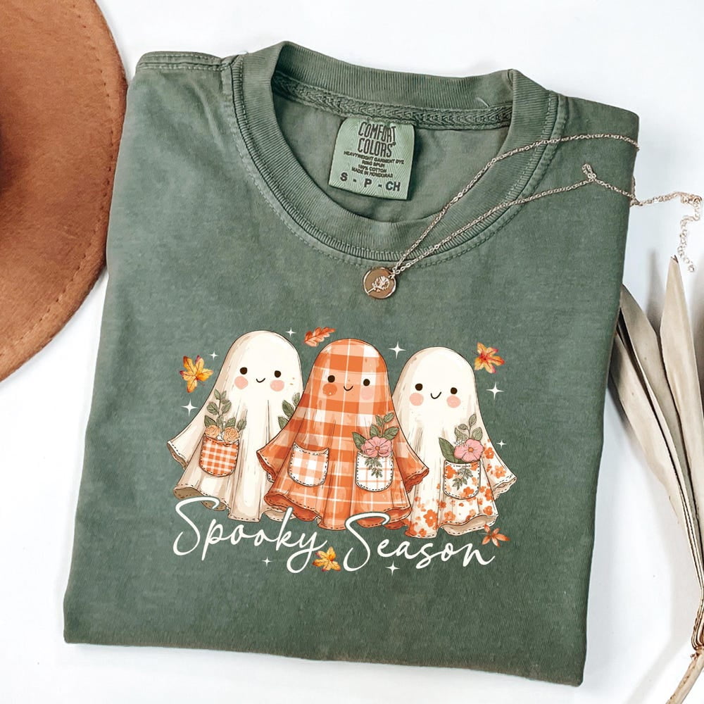 DOVU Hal.Low.Een Ghost Sweatshirt, Hal.Low.Een Pumpkin Sweater, Spooky Cozy Season Sweater, Hal ...