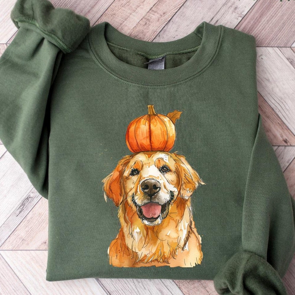 DOVU Hal.Low.Een Golden Retriever Pumpkin Sweatshirt, Funny Hal.Low.Een ...