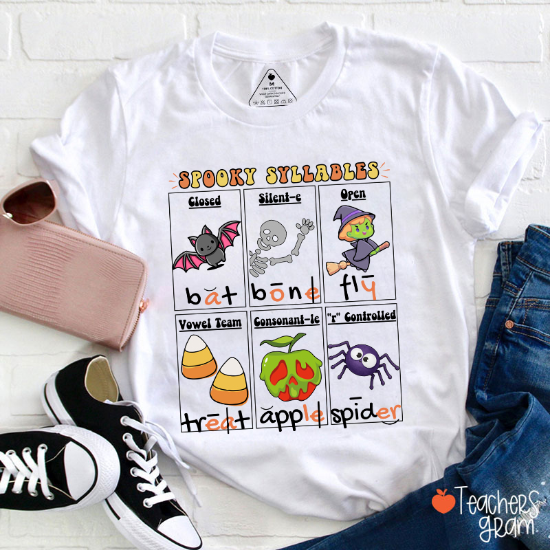 DOVU Hal.Low.Een Reading Sp00Ky Syllables Teacher T-Shirt Unisex S-5XL ...
