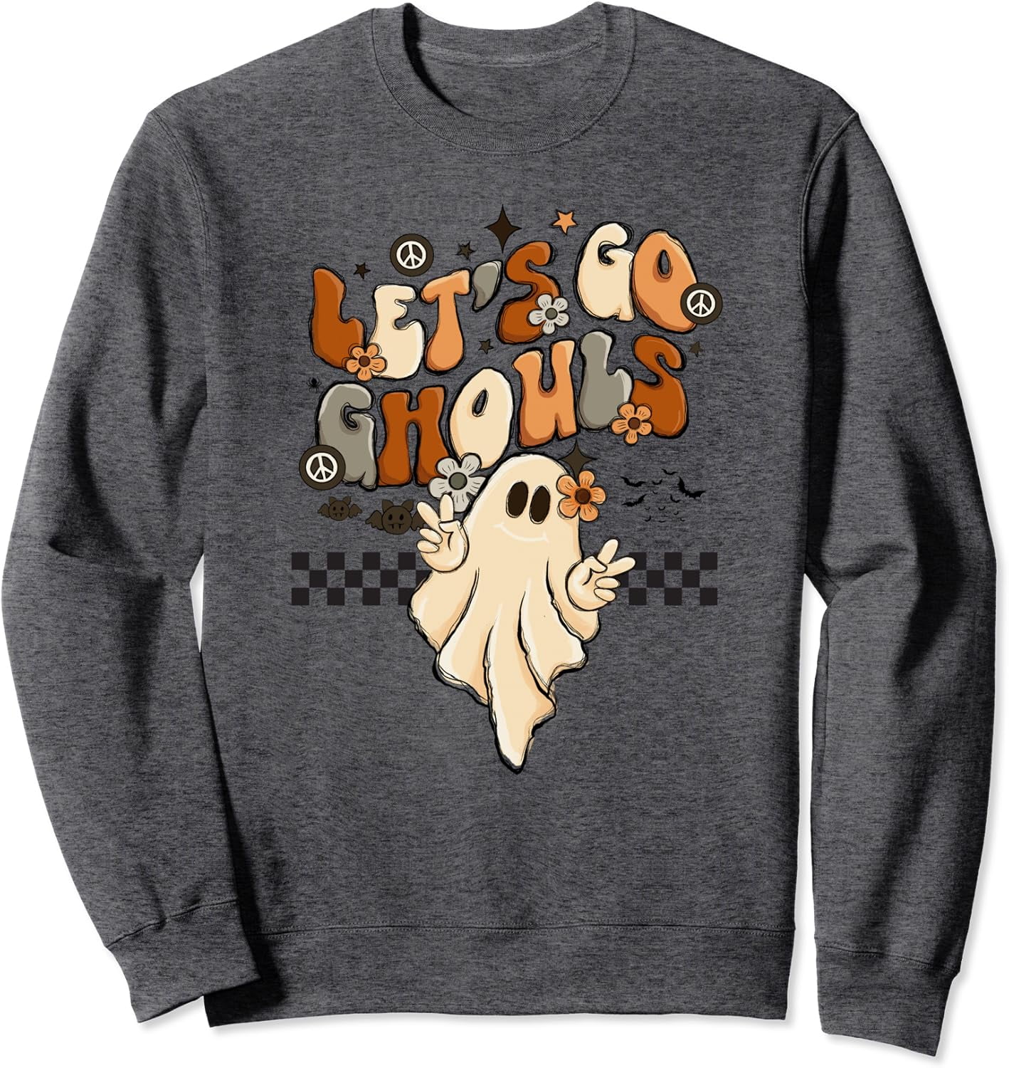 DOVU Hal.Low.Een , Retro Let'S Go Ghouls, Peace Sgn Ghost Sweatshirt Trendy Sweatshirt, Birthday ...