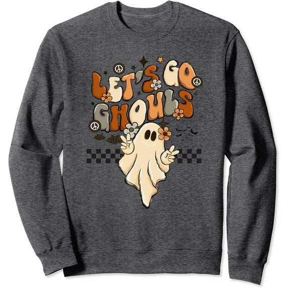 DOVU Hal.Low.Een , Retro Let'S Go Ghouls, Peace Sgn Ghost Sweatshirt Trendy Sweatshirt, Birthday ...