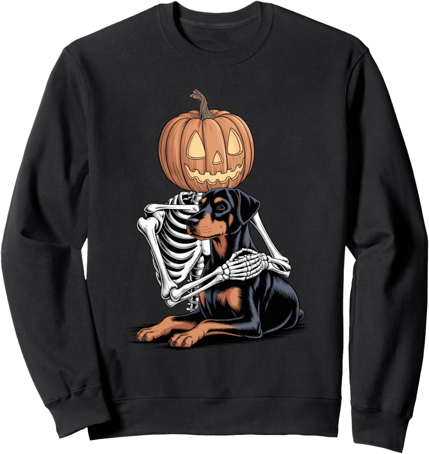 DOVU Hal.Low.Een Skeleton Doberman Pinscher Dobbie Sweatshirt Trendy ...