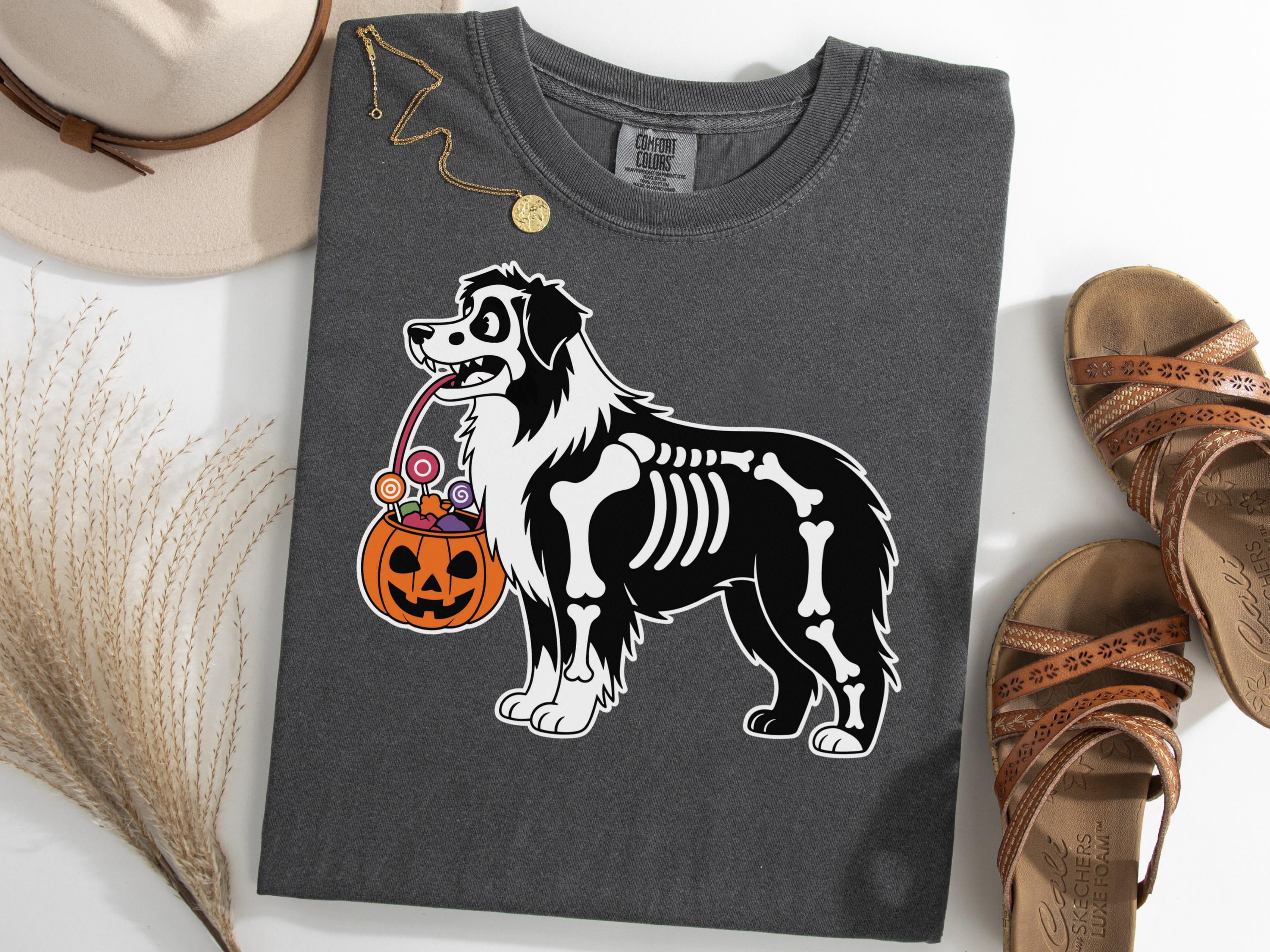 DOVU Hal.Low.Een Skeleton Dog Shirt, Australian Shepherd Sweet Haunt ...
