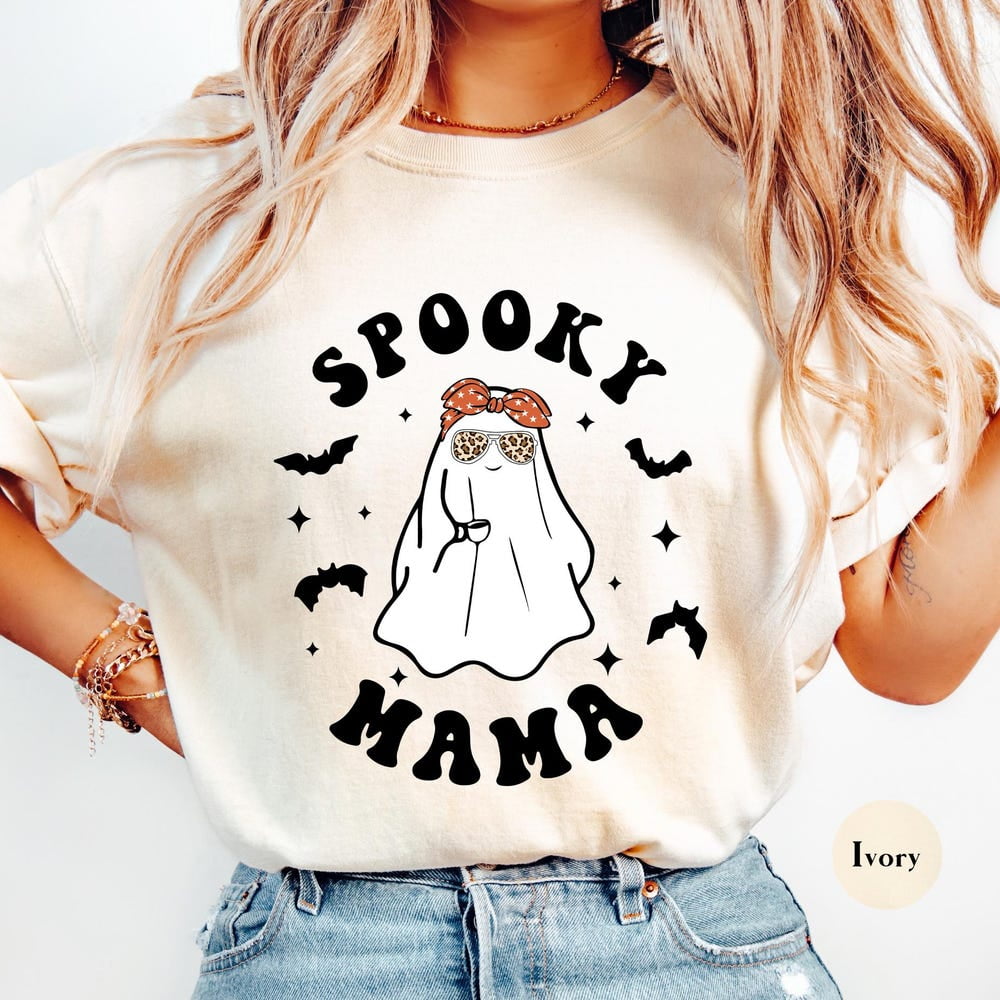 DOVU Hal.Low.Een Sp00Ky Mama Ghost Tee Shirt, Mom Hal.Low.Een Fall Shirt Shirt, Fall Mama Mom ...