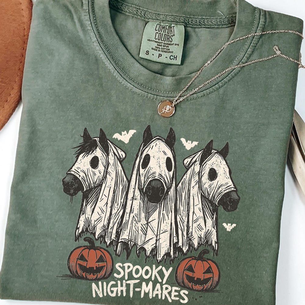DOVU Hal.Low.Een Spooky Night-Mares Horse Sweatshirt, Cute Ghost Horse ...