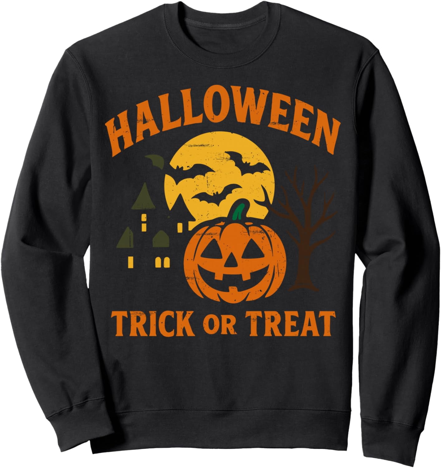 DOVU Hal.Low.Een Sweet Haunt Night Pumpkin Bats Moon Design Sweatshirt ...