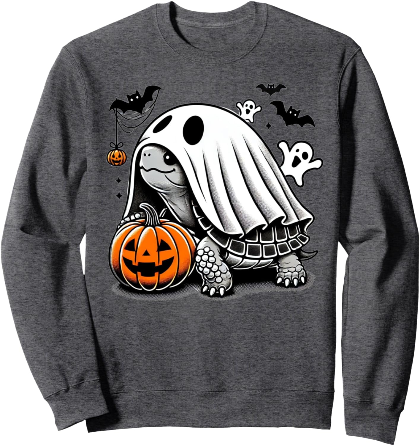 DOVU Hal.Low.Een Turtle Ghost Pumpkin Terrapin Tortoise Sweatshirt Trendy Sweatshirt, Birthday ...