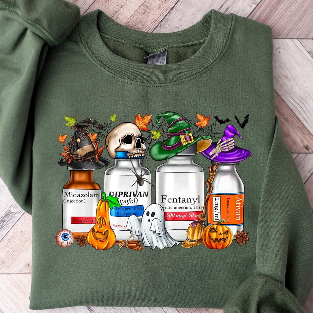 DOVU Happy Hal.Low.Een Er Nurse Sweatshirt, Hal.Low.Een Icu Nurse ...