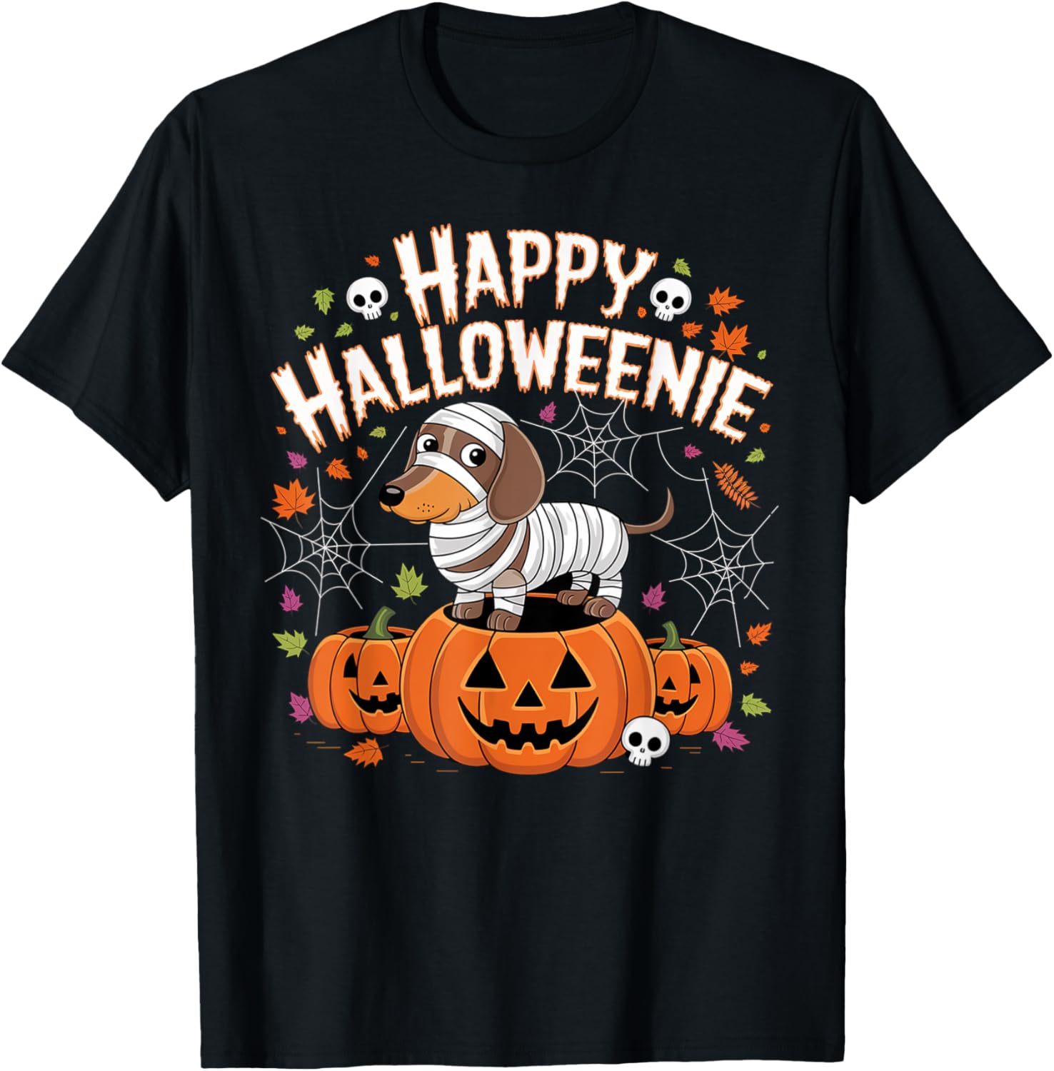 DOVU Happy Hal.Low.Een Mummy Dachshund Pet Owner Holiday Wiener Dog T ...