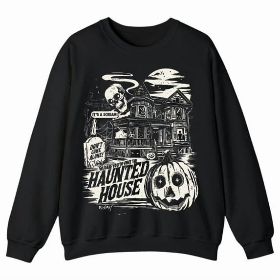 DOVU Haunted House Skeleton Pumpkin Retro Hal.Low.Een Don'T Come Alone Sweatshirt Trendy ...