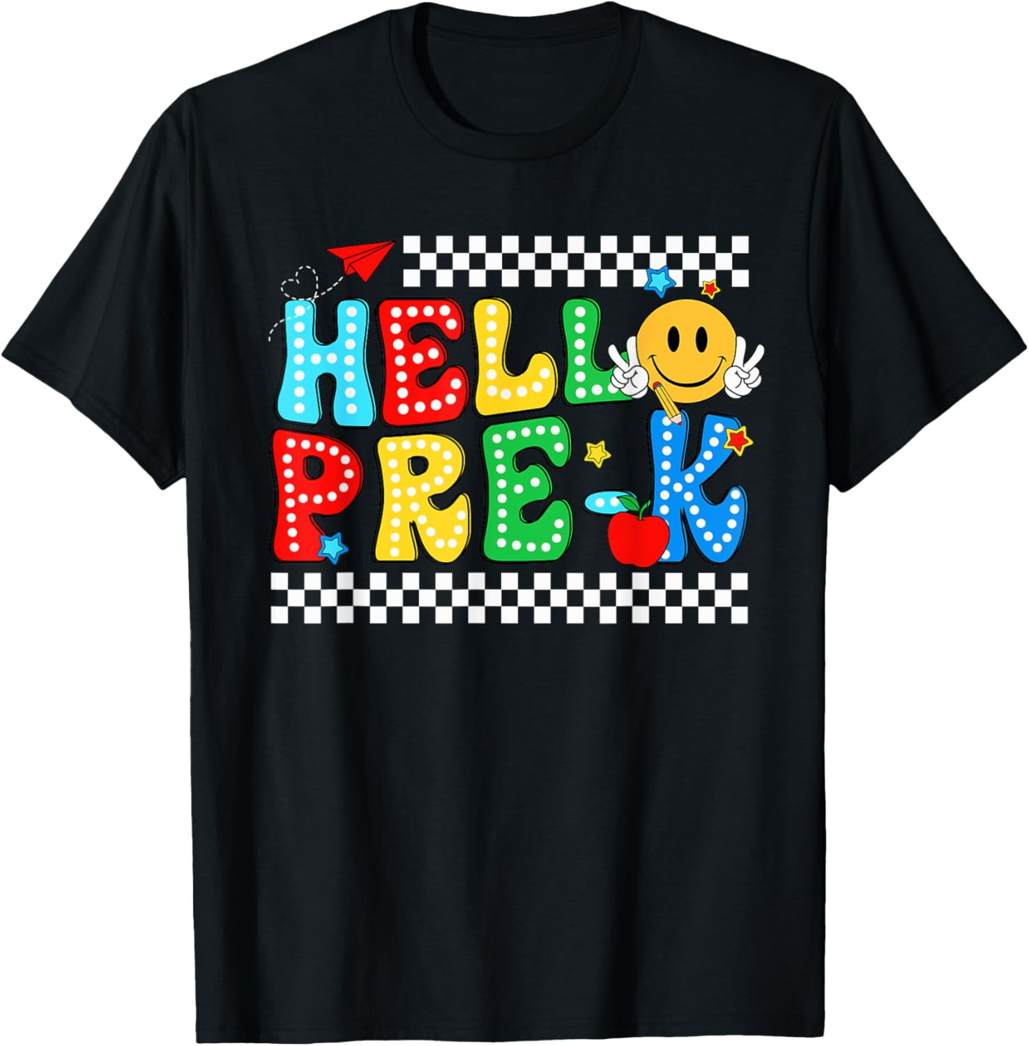 DOVU Hello Pre K Funny Groovy First Day Of School Back To School T ...