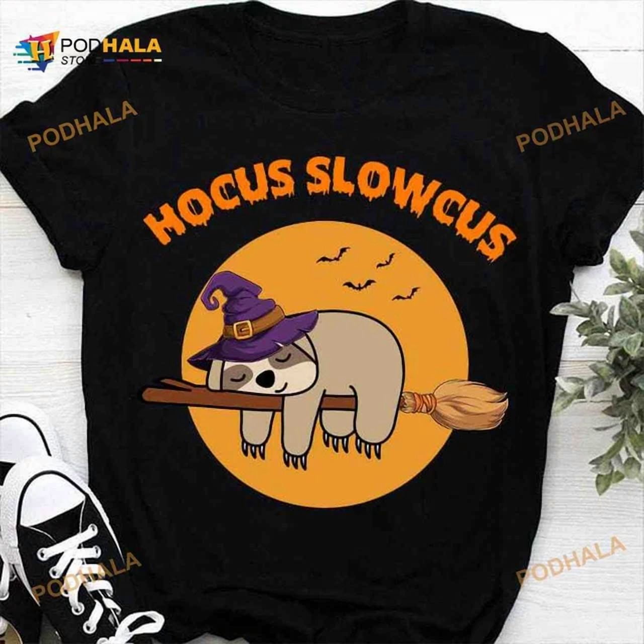 DOVU Hocus Slowcus Sleeping On Broom Sloth Shirt Hal.Low.Een Witc.H ...