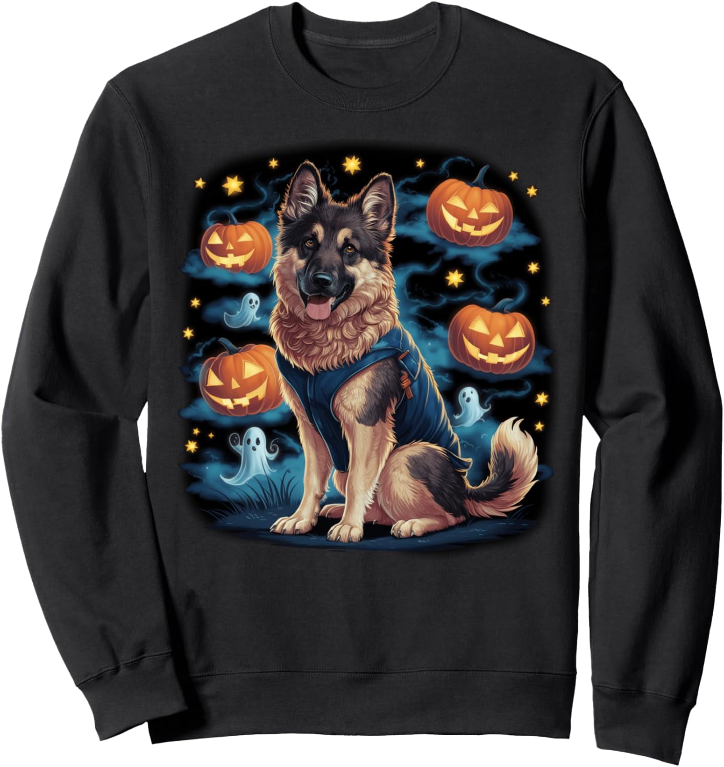 DOVU Horror German Shepherd Hal.Low.Een Night Ghost Pumpkin Sweatshirt ...