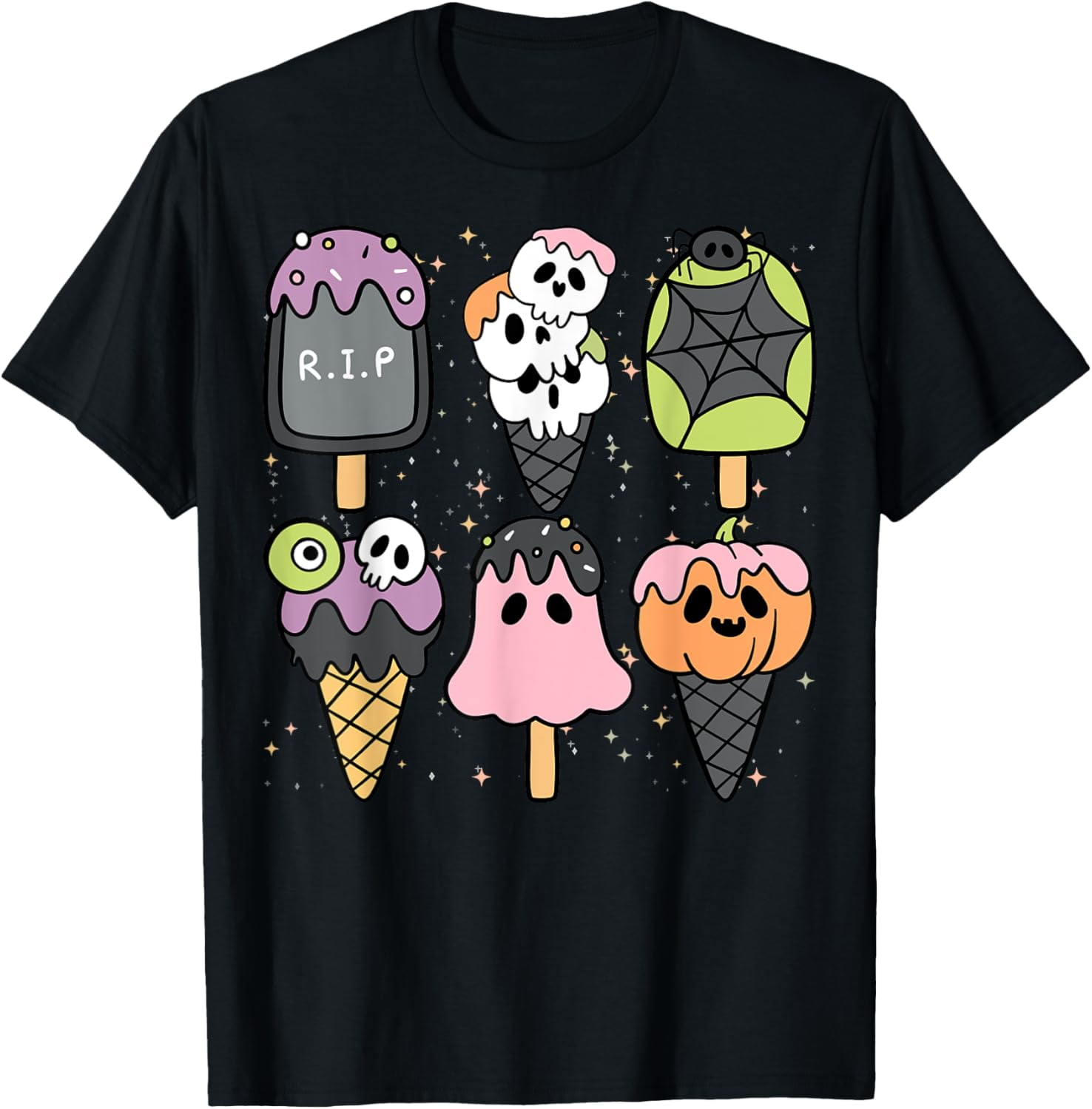 DOVU Horror Movie Summer Popsicle Hal.Low.Een Ice Cream Summer-Ween T-Shirt Funny Hal.Low.Een ...