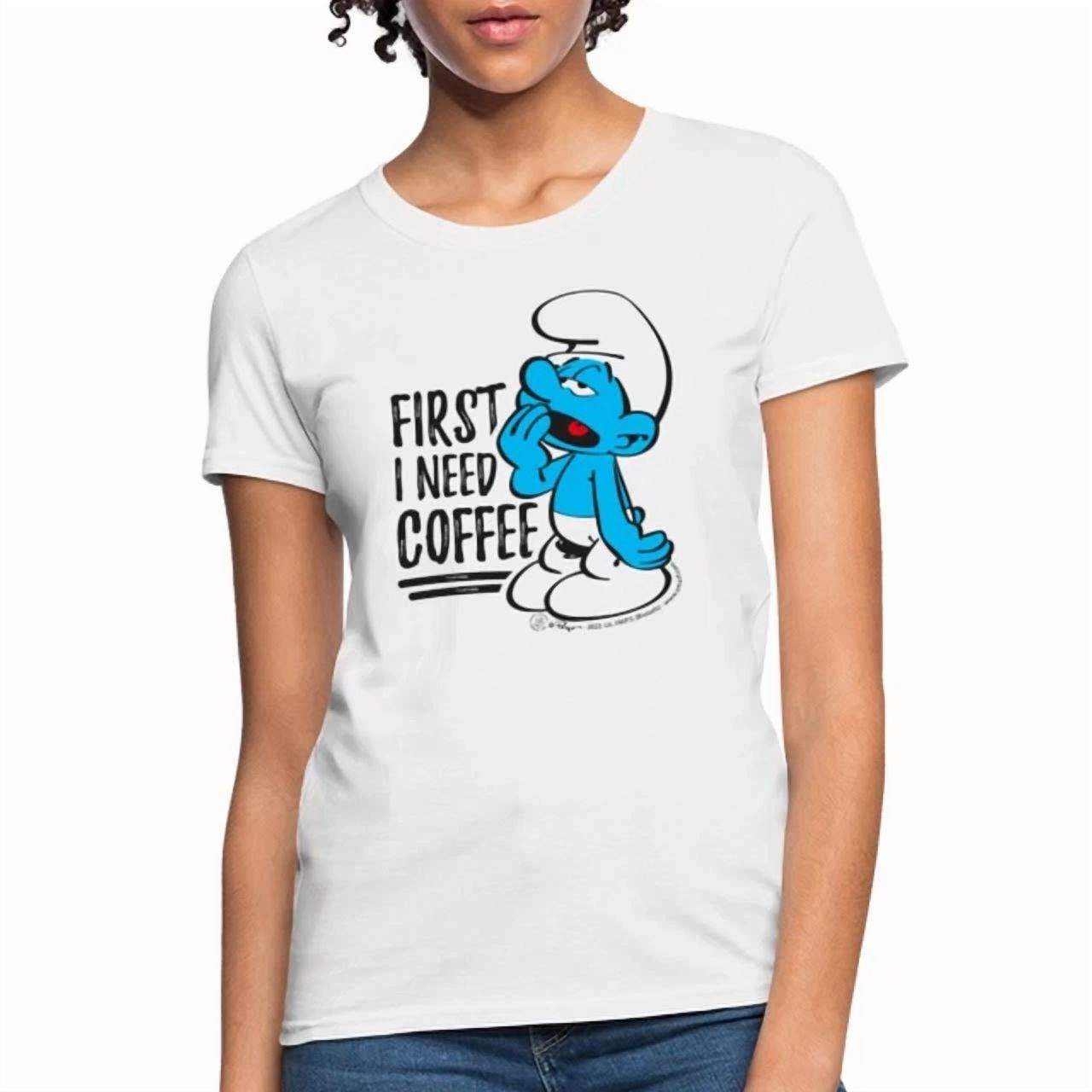 DOVU Hot The Smurfs Lazy Smurf First I Need Coffee T-Shirt Unisex S-5XL ...