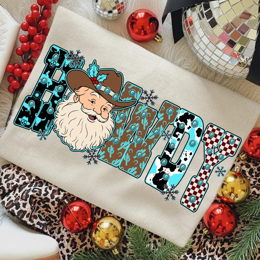 DOVU Howdy Chris.Tmas Shirt, Cowwestern Chris.Tmas San.Ta Shirt, Leo ...