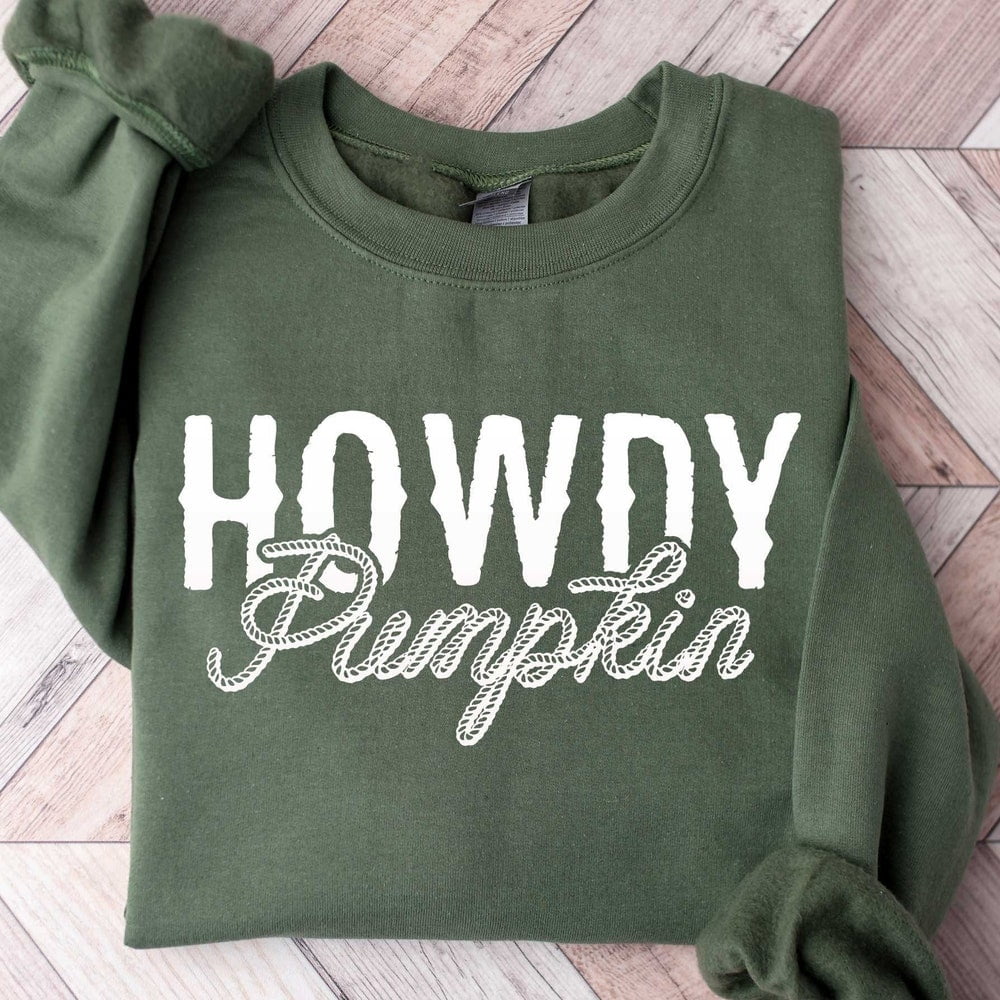 DOVU Howdy Pumpkin Western Hal.Low.Een Sweatshirt, Cute Western Hal.Low.Een Sweater, Retro Hal ...