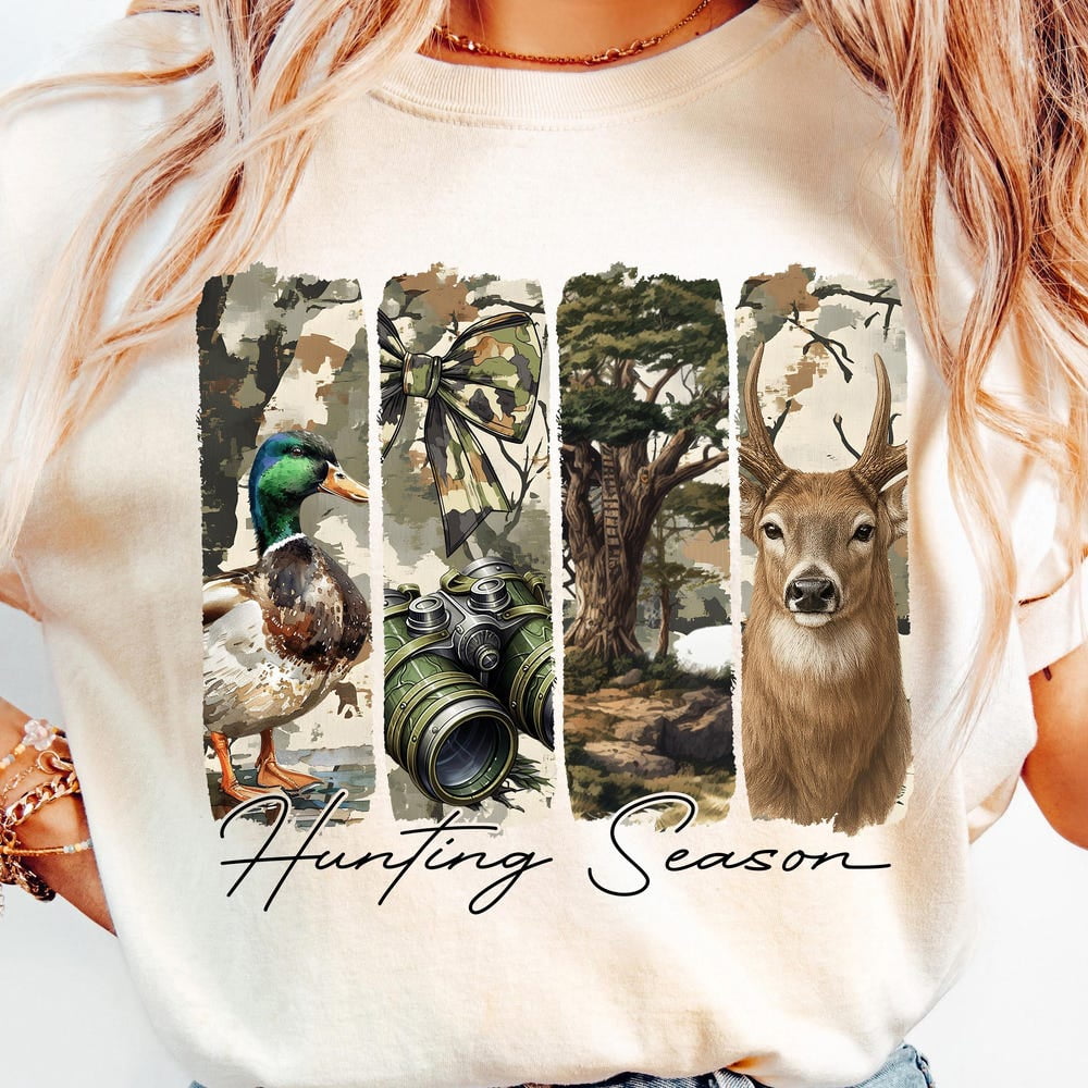 DOVU Hunting Season Shirt, Camo Coquette Bow Shirt, Deer Hunting Shirt ...