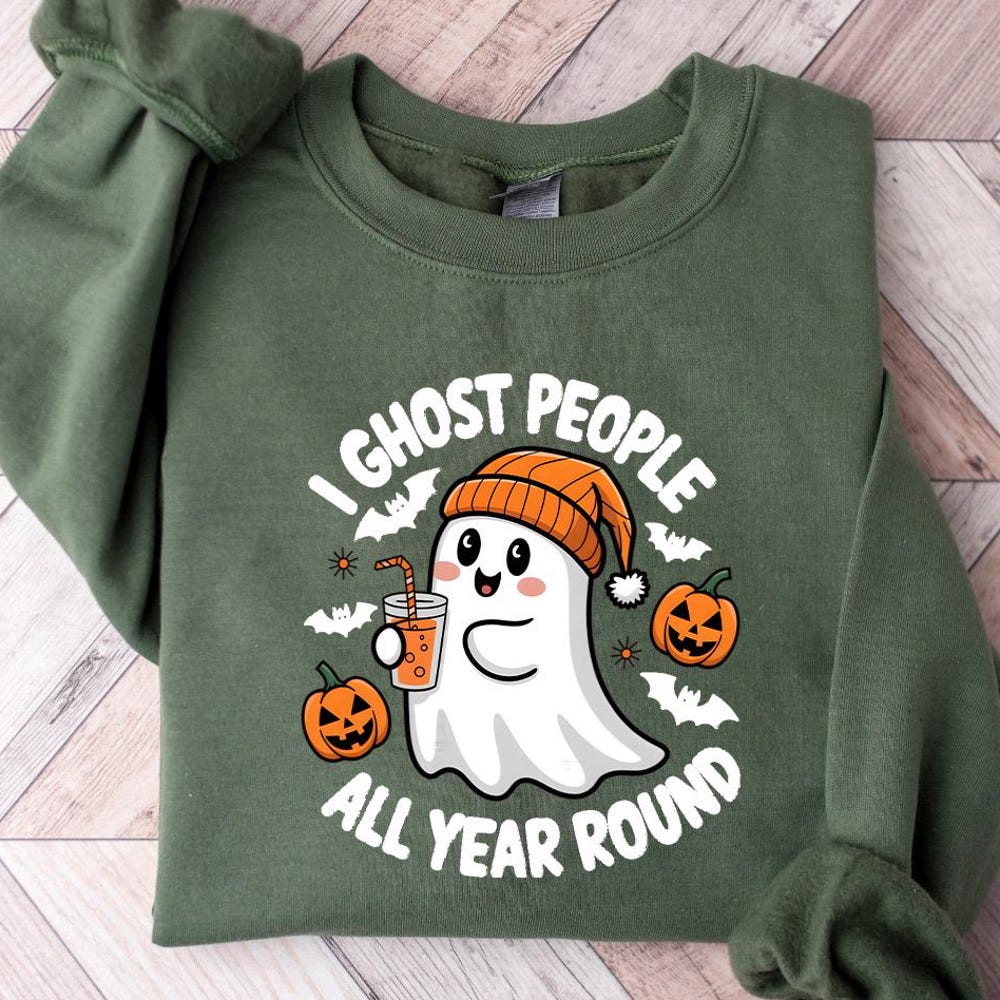 DOVU I Ghost People All Year Round Sweatshirt, Cute Ghost Hal.Low.Een ...