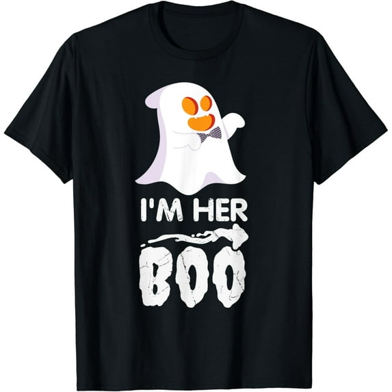 DOVU I'M Her Boo Hal.Low.Een Ghost Matching Couple For Him Cute T-Shirt ...