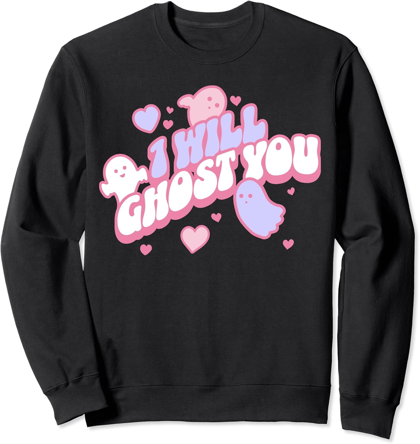 DOVU I Will Ghost You Cute Funny Pastel Kawaii Hal.Low.Een Pink Sweatshirt Trendy Sweatshirt ...