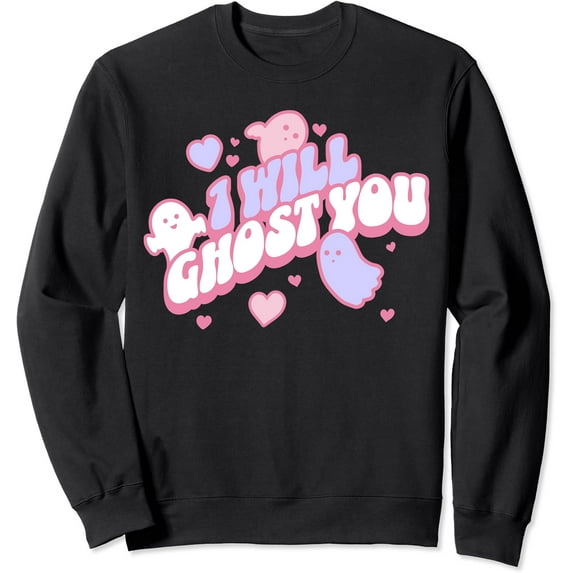 DOVU I Will Ghost You Cute Funny Pastel Kawaii Hal.Low.Een Pink Sweatshirt Trendy Sweatshirt ...