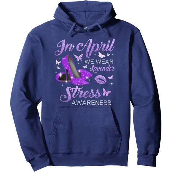 DOVU In April Wear Lavender High Heels Stress Awareness Unisex Hoodie ...