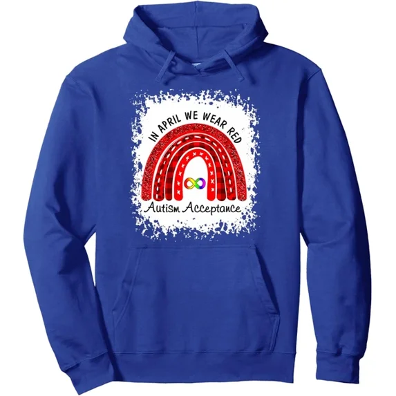 DOVU In April Wear Red Instead Autism-Acceptance Unisex Hoodie Outdoor ...