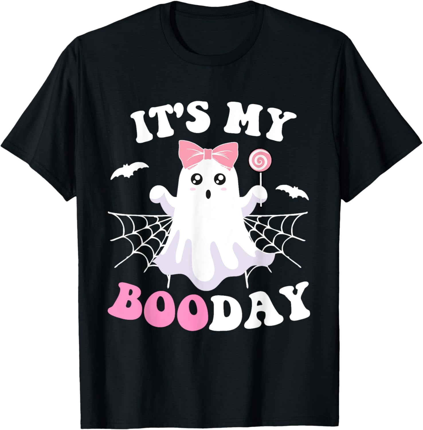 DOVU It'S My Boo Day Cute Hal.Low.Een Birthday Pink Ghost T-Shirt ...