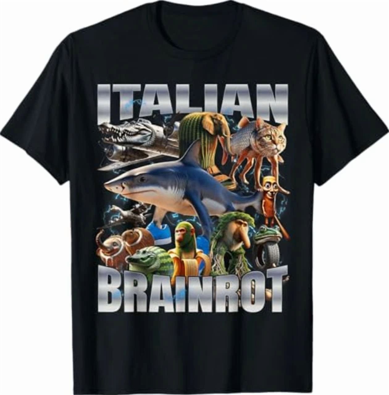 DOVU Italian Brainrot Bootleg Retro Shark Tralalero Tralala T-Shirt ...