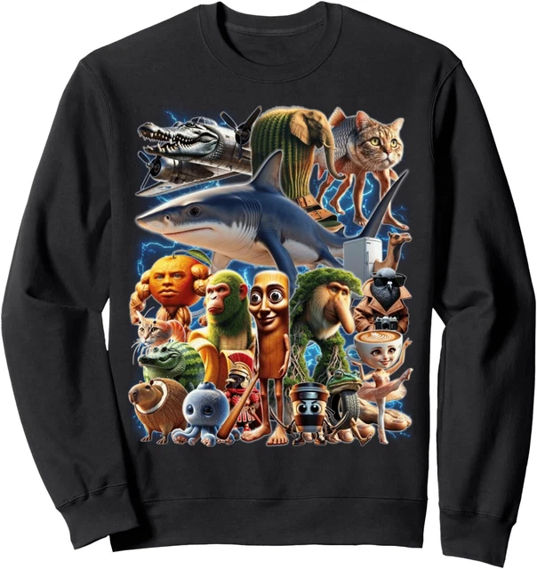 DOVU Italian Brainrot Gen Z Character Collage Crewneck Sweatshirt ...