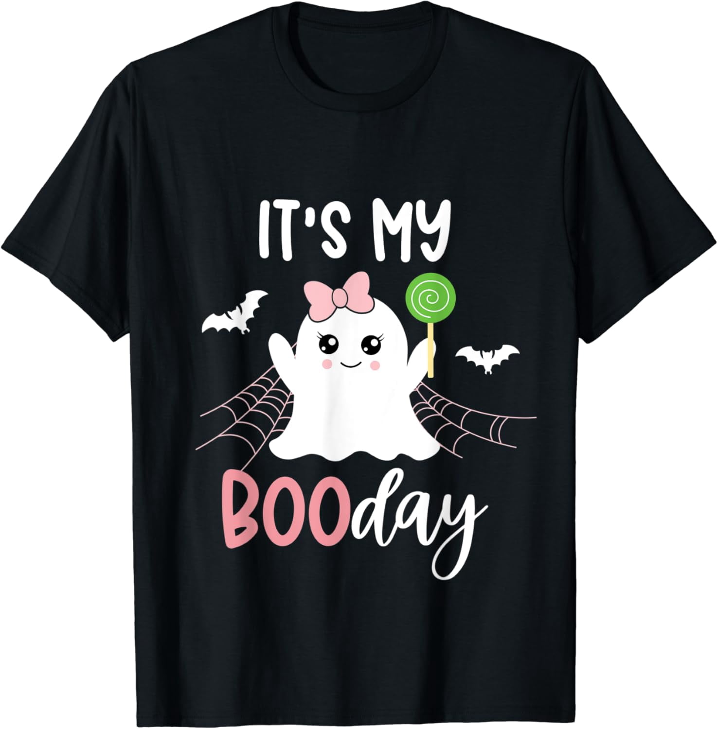 DOVU Its My Boo Day Cute Hal.Low.Een Birthday Ghost Pink Bow T-Shirt ...