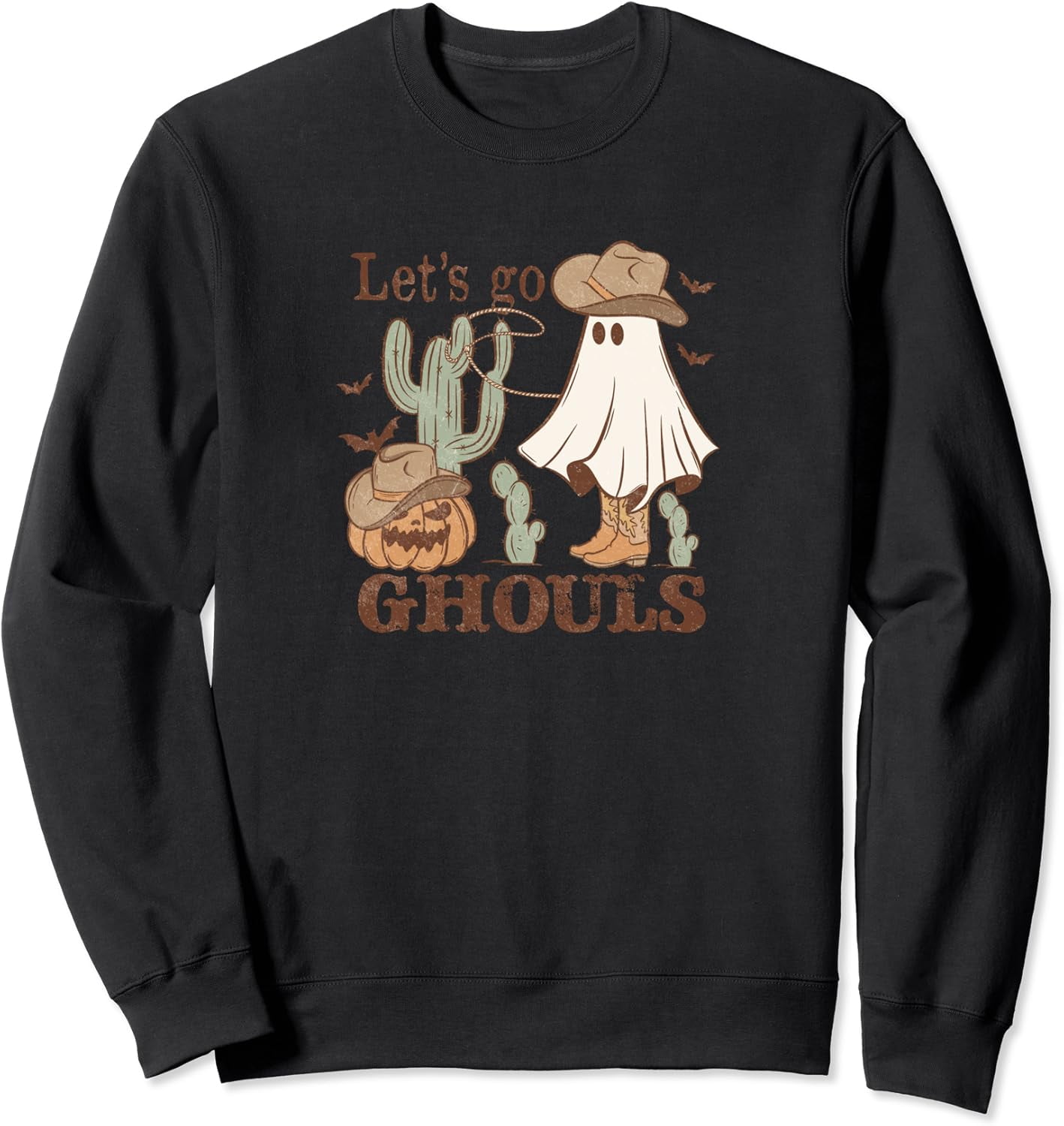 DOVU Let'S Go Ghouls - Country Hal.Low.Een Ghost With Cowhat Sweatshirt ...