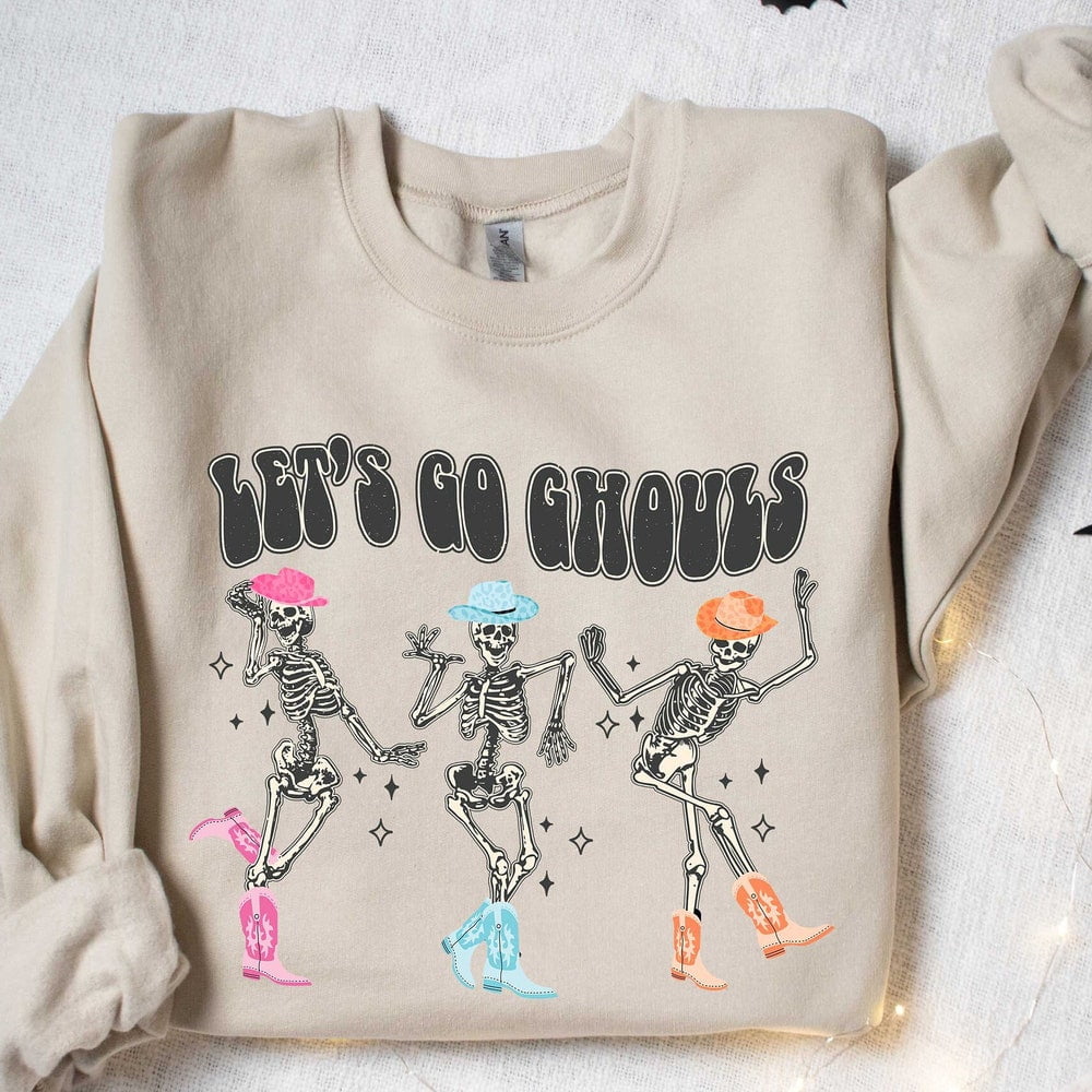 DOVU Lets Go Ghouls Sweatshirt, Hal.Low.Een Hoodie, Retro Fall Sweatshirt, Fall Sweatshirt ...