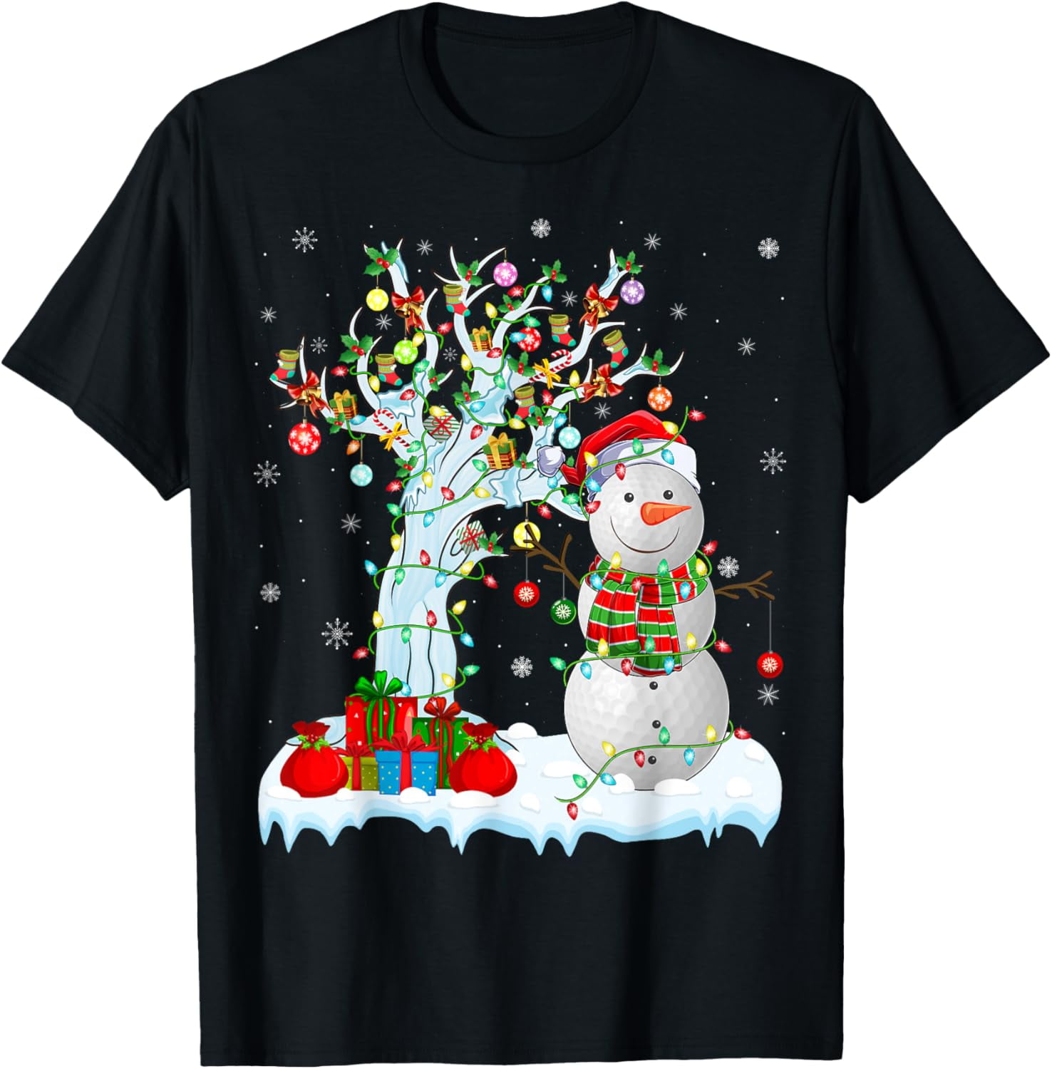 DOVU Lighting Tree Funny Snowman Golf Ball Chris.Tmas T-Shirt Unisex S ...