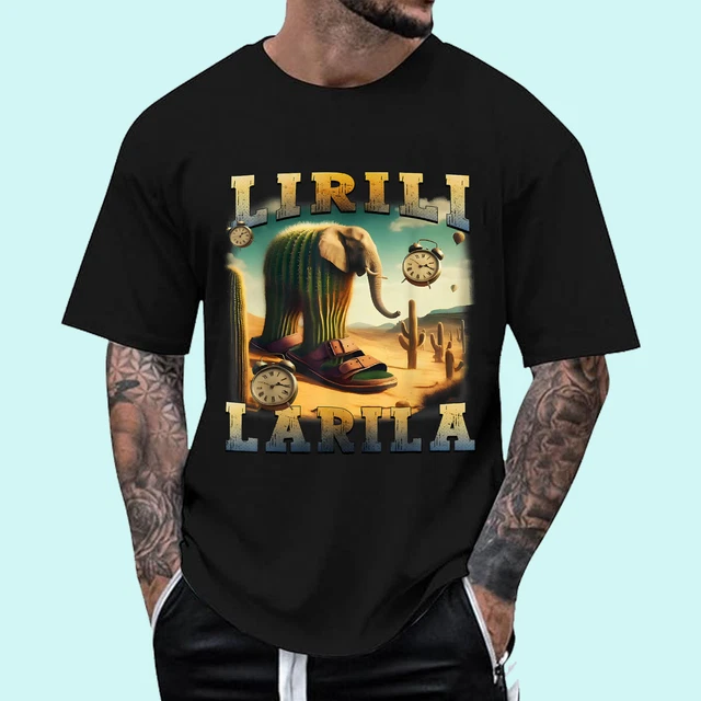 DOVU Lirili Larila Funny Italian Brainrot Cactus Elephant T-Shirt ...