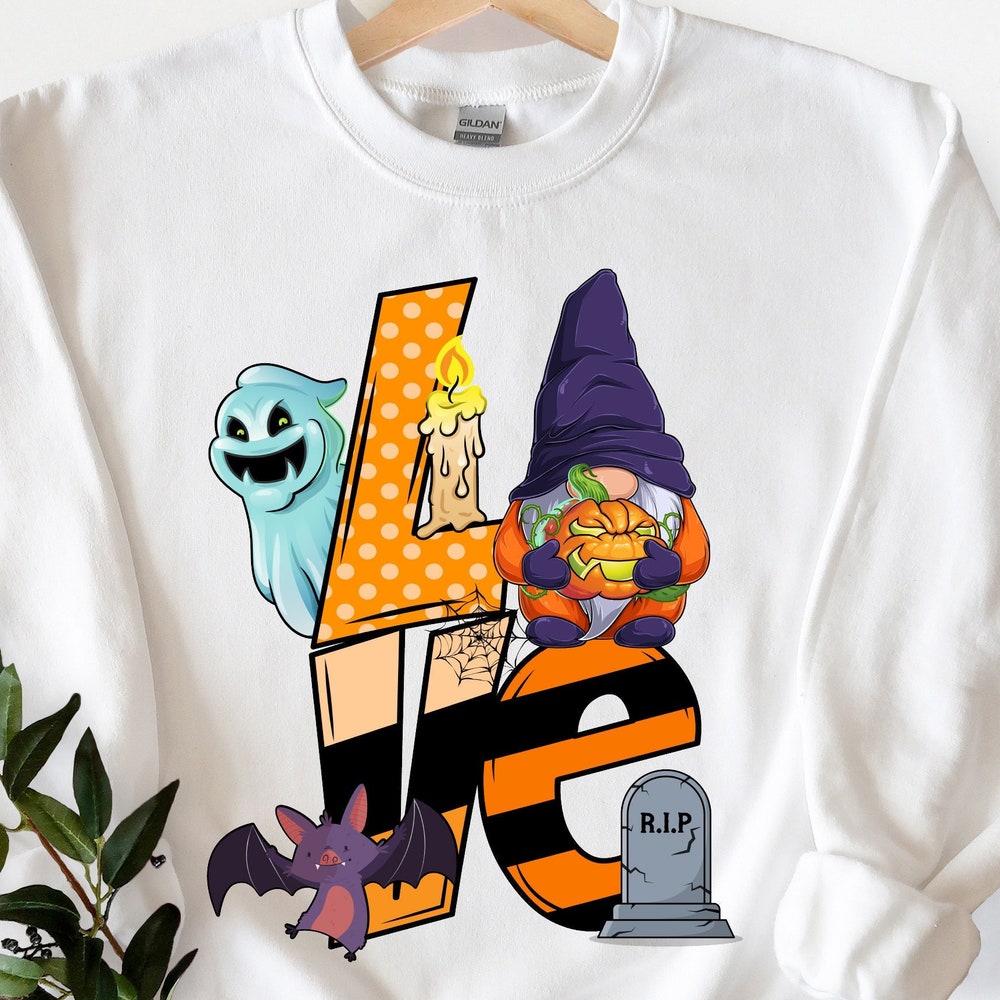 DOVU Love Hal.Low.Een Sweater, Gnomes Love Sweatshirt, Spooky Pumpkin ...