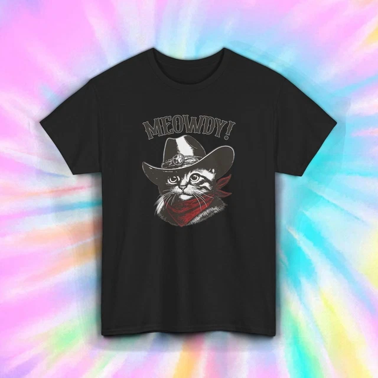 DOVU Meowdy Shirt Cowcat Funny Western Kitty Rodeo Country Sheriff Hat ...