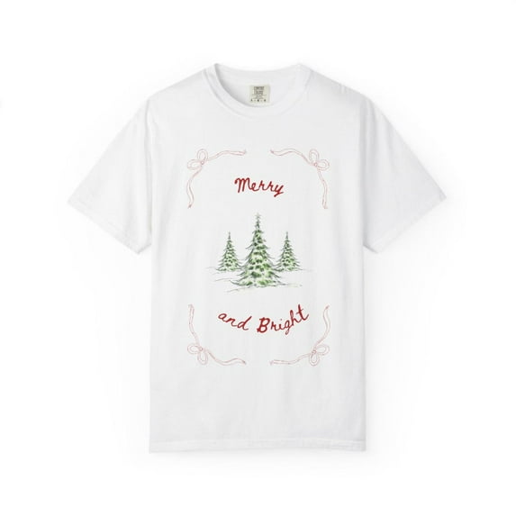 DOVU Merry And Bright T-Shirt, Festive Holiday Tee For Celebrations ...