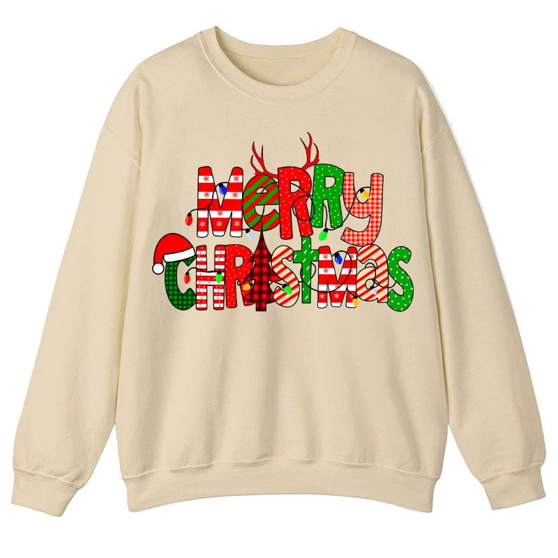 DOVU Merry Chri.Stm.As With Rich Pattern Teacher Sweatshirt Trendy ...