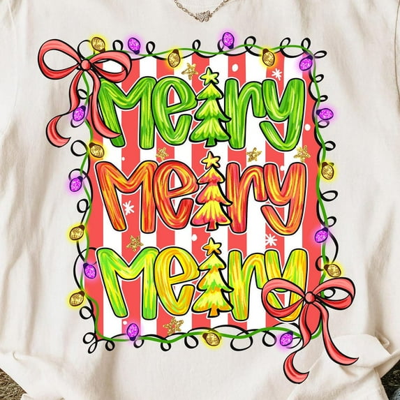 DOVU Merry Chris.Tmas Coquette Shirt, Brushstroke Merry Chris.Tmas Bow ...
