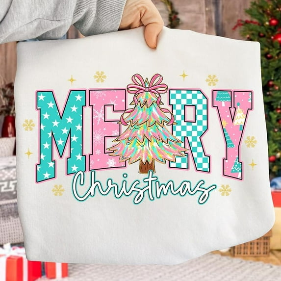 DOVU Merry Chris.Tmas Coquette Shirt, Retro Pink Chris.Tmas Tree Shirt ...