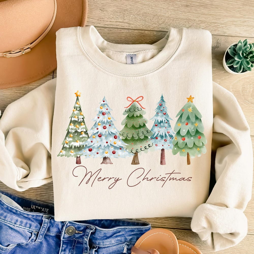 DOVU Merry Chris.Tmas Sweatshirt, Chris.Tmas Tree Sweatshirt, Vintage ...
