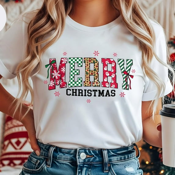 DOVU Merry Chris.Tmas T-Shirt: Organic Cotton, Bright Design Unisex S ...