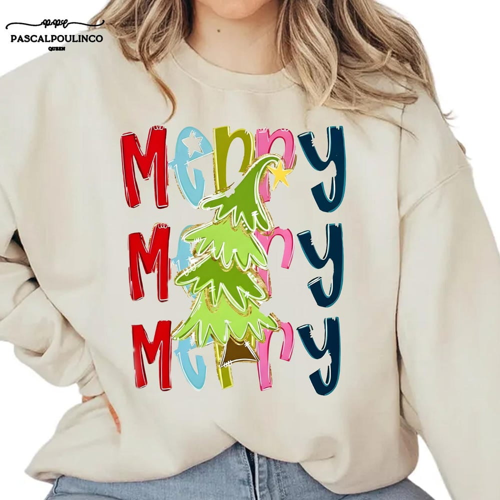 DOVU Merry Sweatshirt, Coquette Preppy Tee, Girly Faux Glitter Style ...
