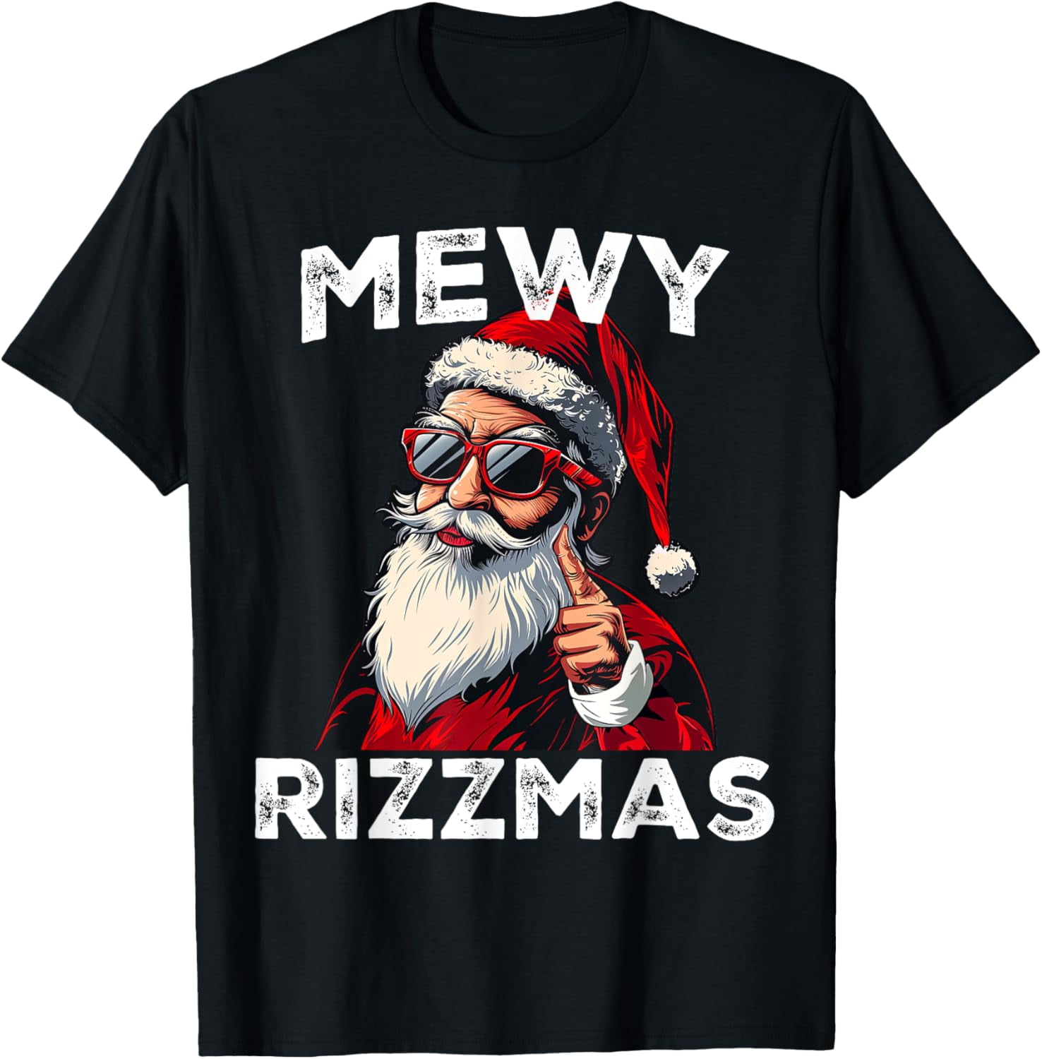 DOVU Mewy Rizzmas Funny San.Ta Mewing Rizz Mens Chris.Tmas T-Shirt ...