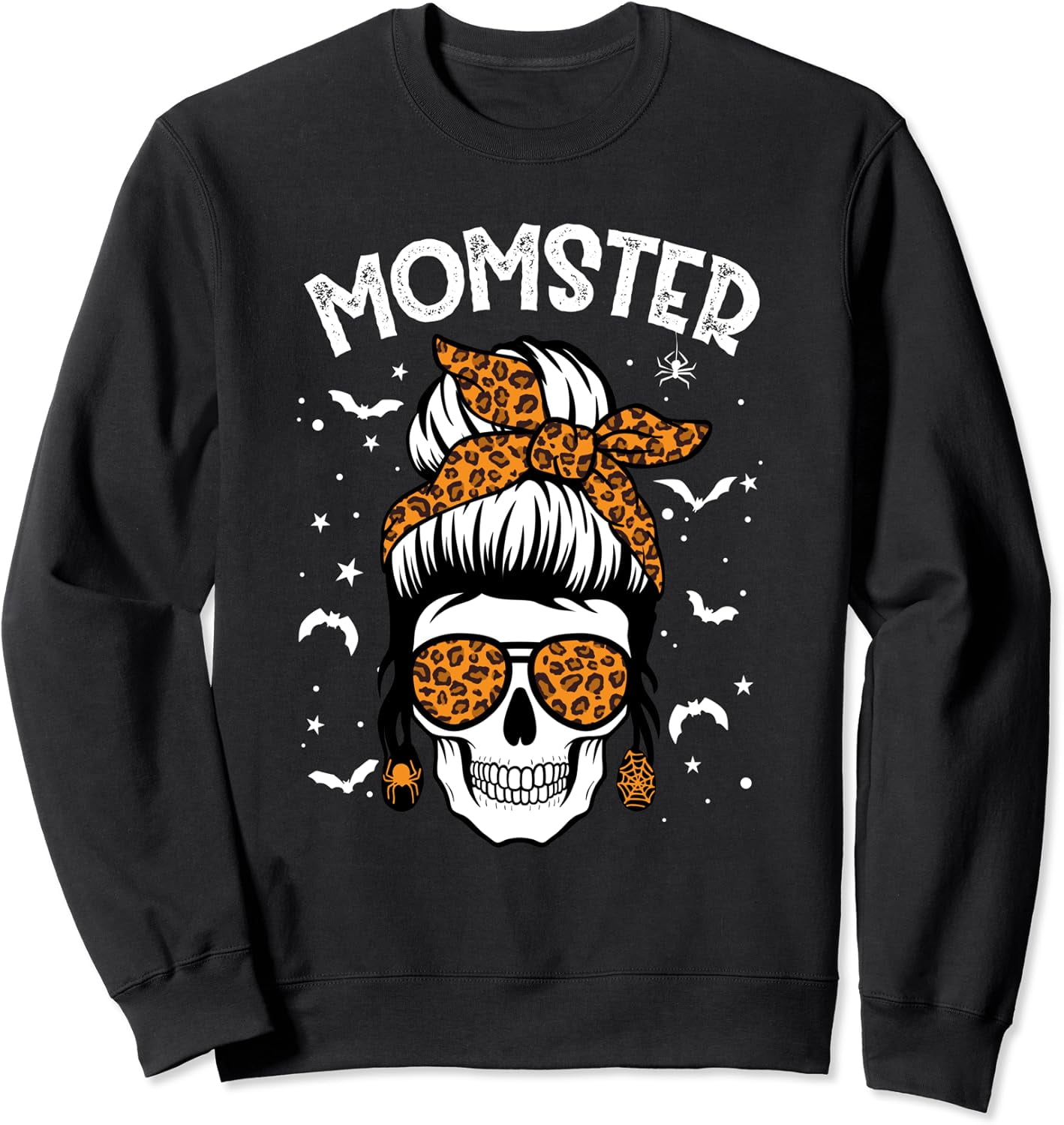 DOVU Momster Hal.Low.Een Skull Mom Messy Hair Bun Monster Sweatshirt Trendy Sweatshirt, Birthday ...