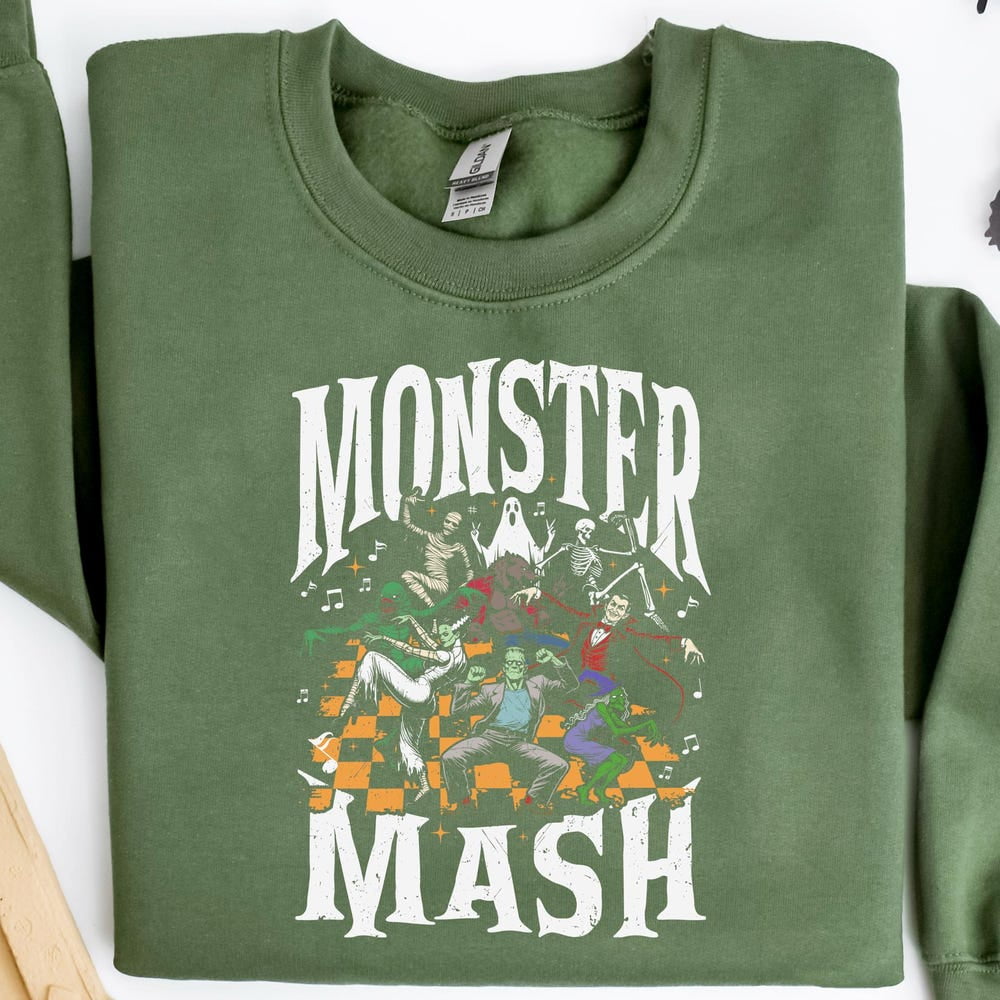 DOVU Monster Mash Sweatshirt, Retro Hal.Low.Een Sweatshirt, Vintage Horror Movie Hal.Low.Een ...