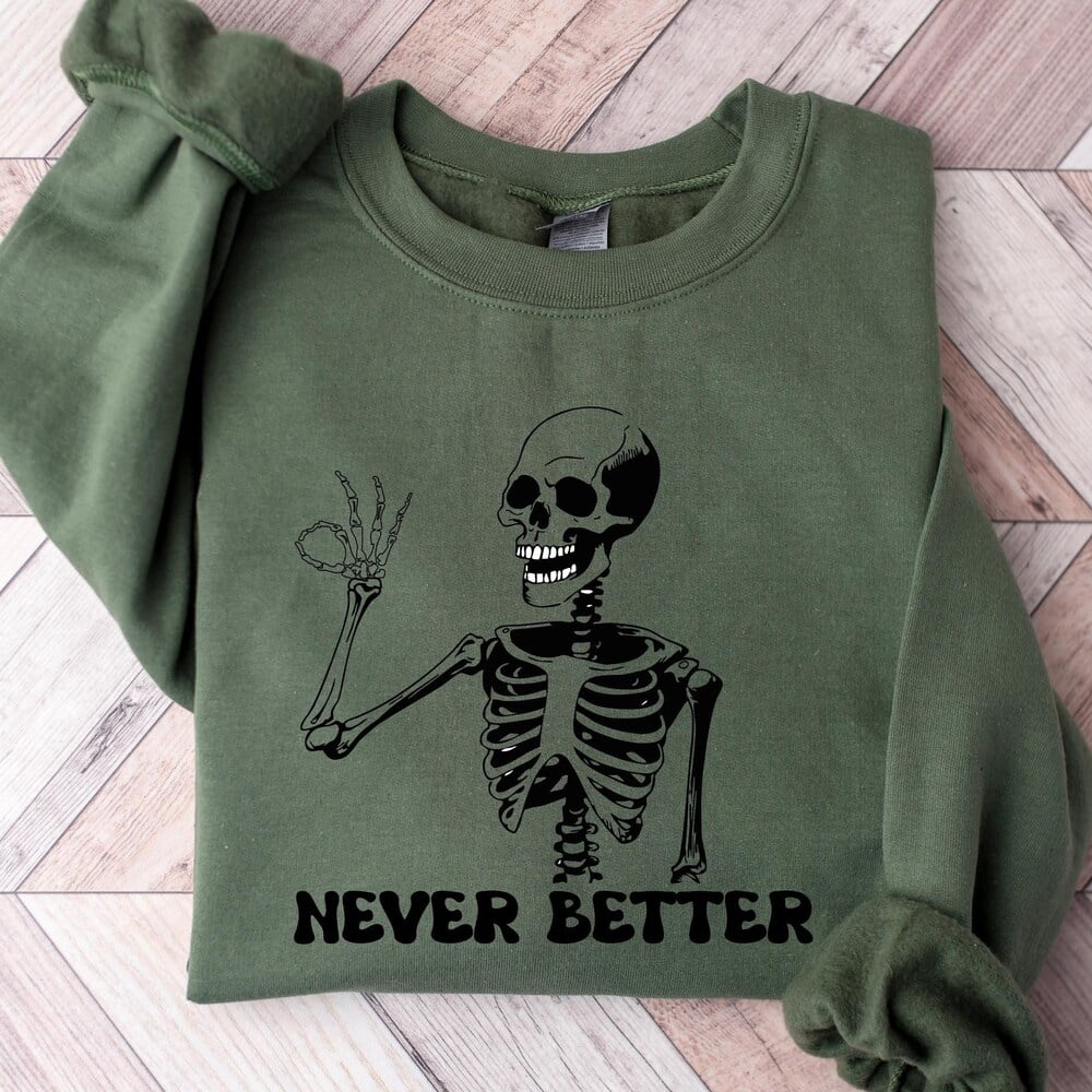 DOVU Never Better Skeleton Sweatshirt, Hal.Low.Een Skeleton Sweater ...