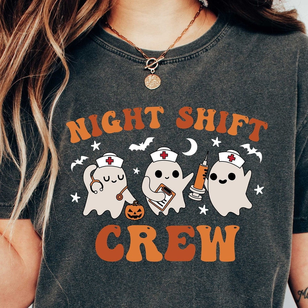 DOVU Night Shift Crew Boo Shirt, Hal.Low.Een Night Shift, Nurse Shirt, Nurse Night Shift, Team ...